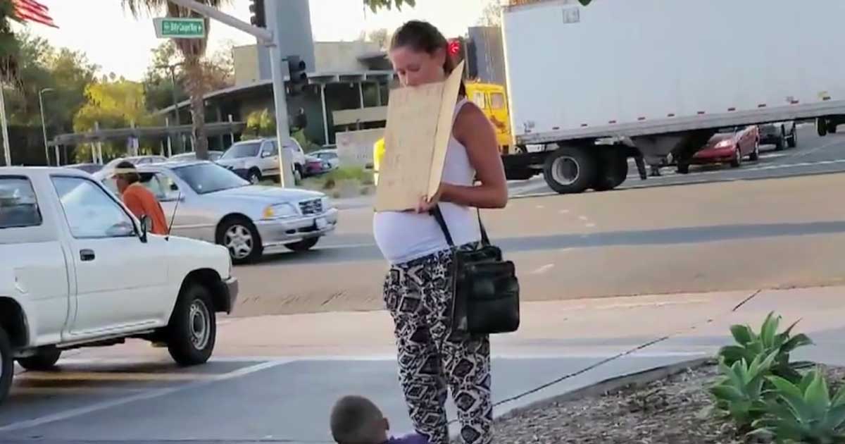 Woman and Child Panhandlers Leave In Mercedes After Dozens Donate